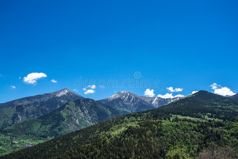 Landscape of Forest and Pyrenees Mountains Stock Image - Image of cliff ...