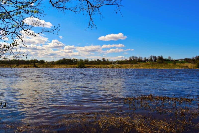 Landscape, Forest and a River in Front. Beautiful Scenery Stock Photo ...
