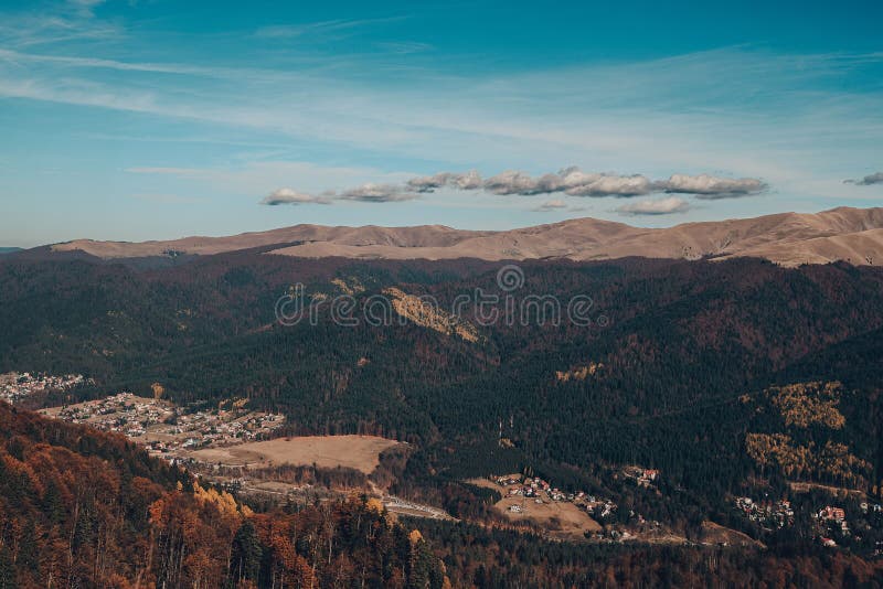 Landscape with Forested Mountains, Sky and Clouds in the Background ...