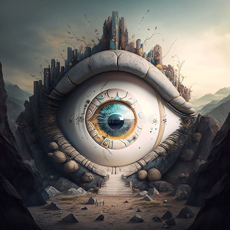 Landscape in the Form of an Eye Stock Illustration - Illustration of ...