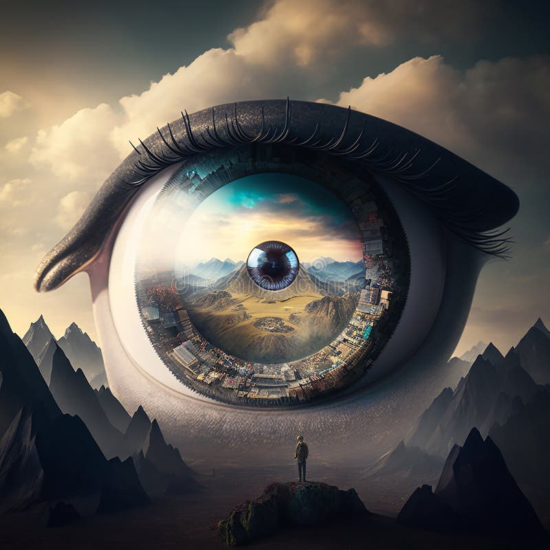 Landscape in the Form of an Eye Stock Illustration - Illustration of ...