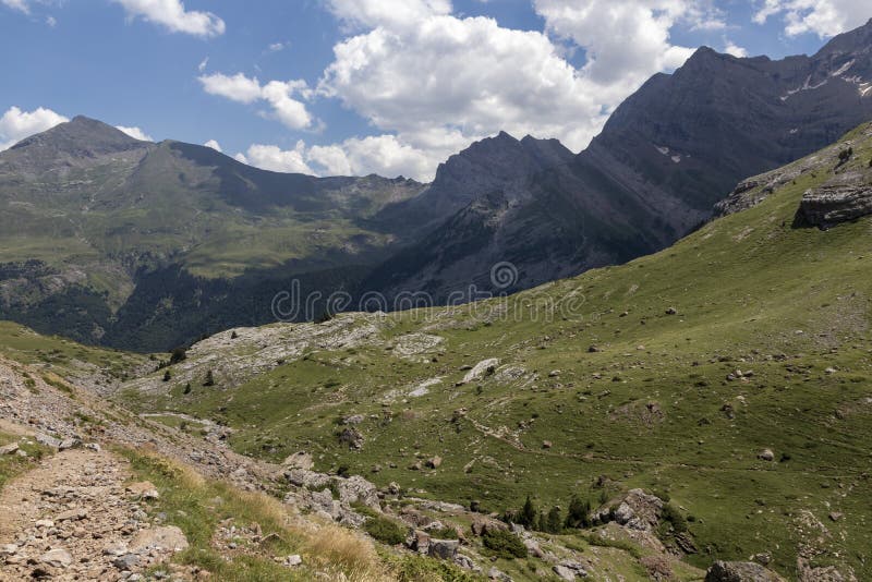 Landscape of French Pyrenees Mountains, Hautes Pyrenees Stock Image ...