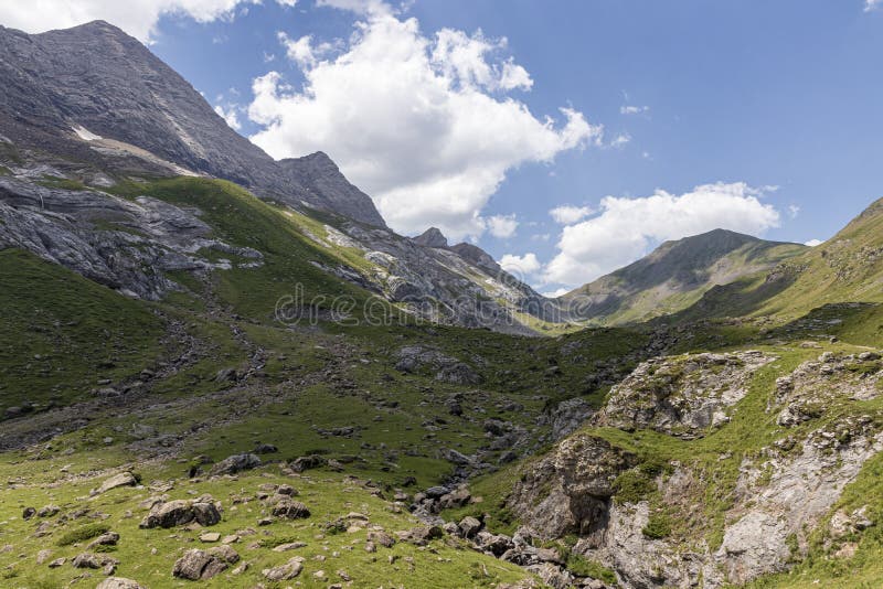 Landscape of French Pyrenees Mountains, Hautes Pyrenees Stock Image ...