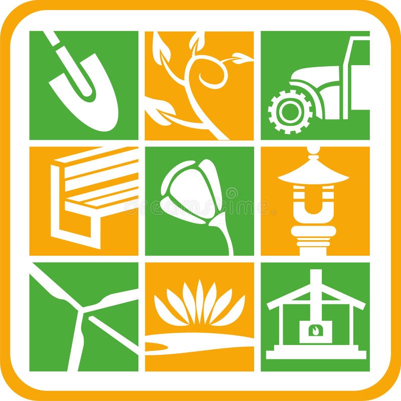 Landscape and Gardening Icons Stock Vector - Illustration of motor ...