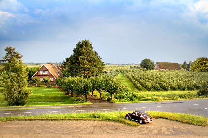 Landscape in Germany in Summer Stock Photo - Image of house, brick ...