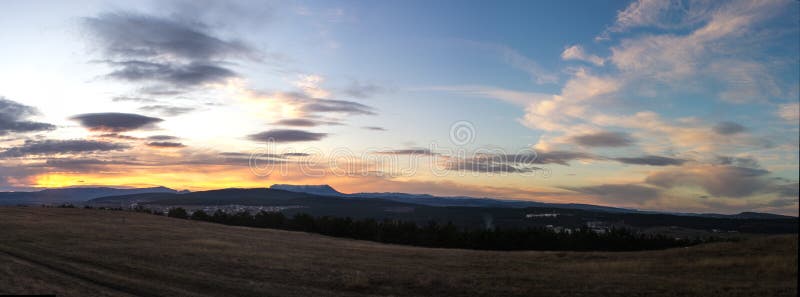 Dawn Over the Mountain Valley Stock Photo - Image of forest, mountains ...
