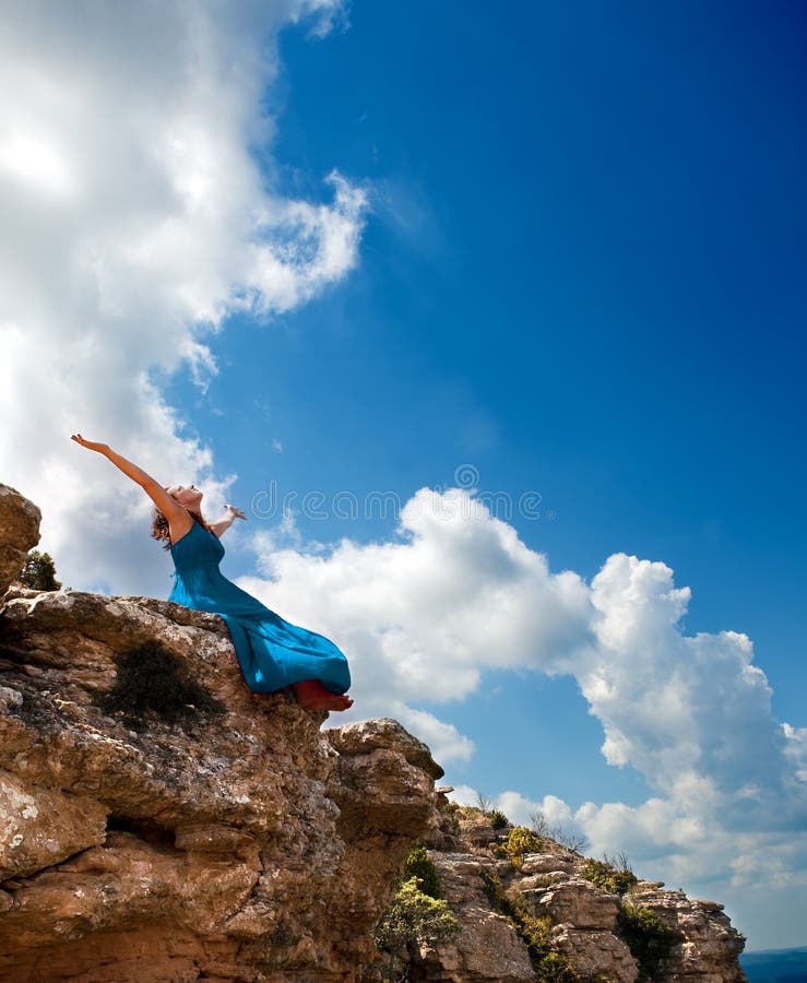 Landscape with girl stock image. Image of adventure, girl - 18817557