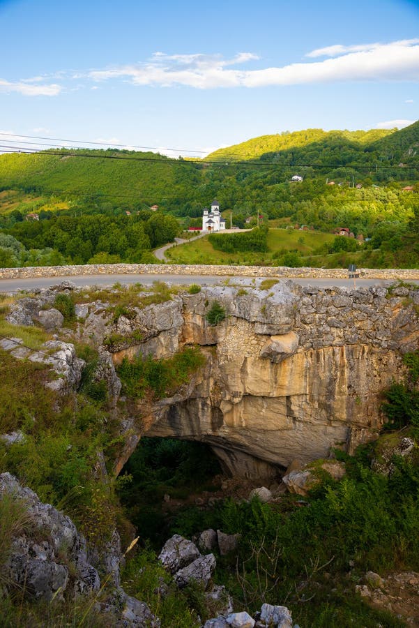 Landscape with God`s Bridge a Natural Bridge in Romania Stock Image ...