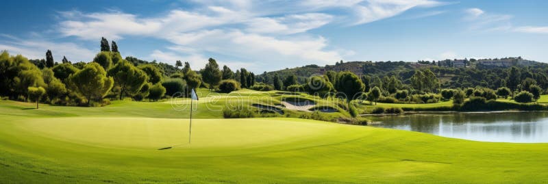 Landscape from Golf Course Green Stock Photo - Image of competition ...