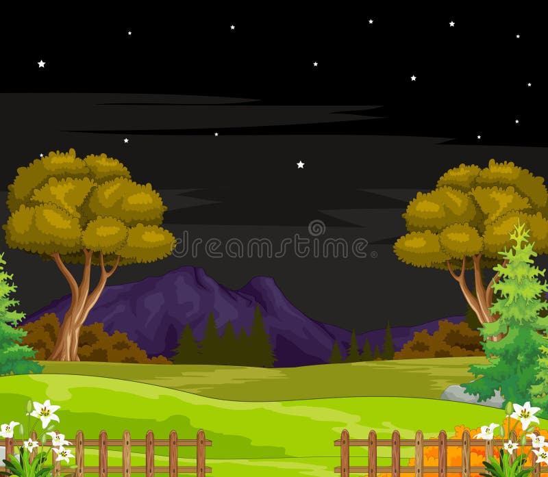 Landscape Grass Field View with Trees and White Flowers Cartoon Vector ... Landscape Grass Field View with Trees and White Flowers Cartoon Vector ...
