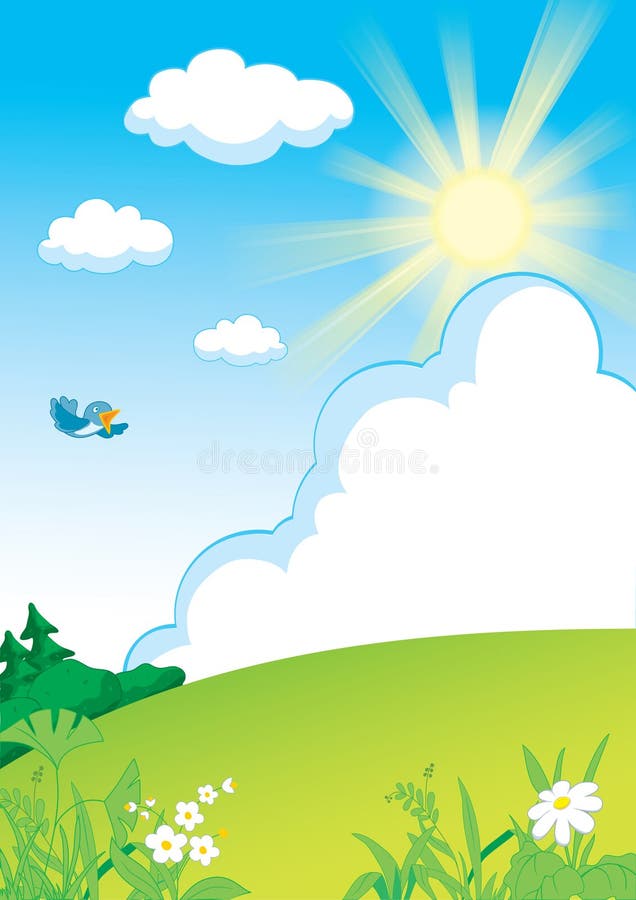 Cartoon Landscape Background Stock Vector - Illustration of meadows ...