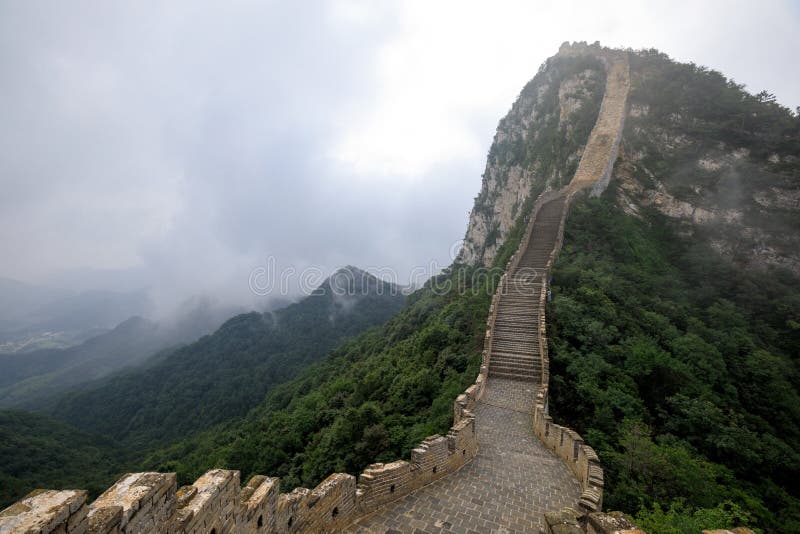 Landscape of the Great Wall Stock Photo - Image of hiking, chinese ...