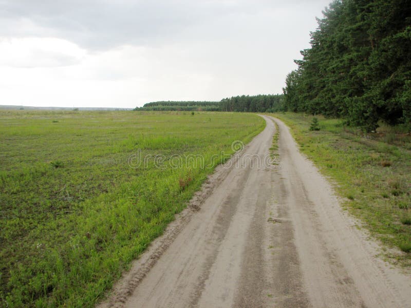 Landscape with Green Grass, Road Stock Photo - Image of field, grass ...