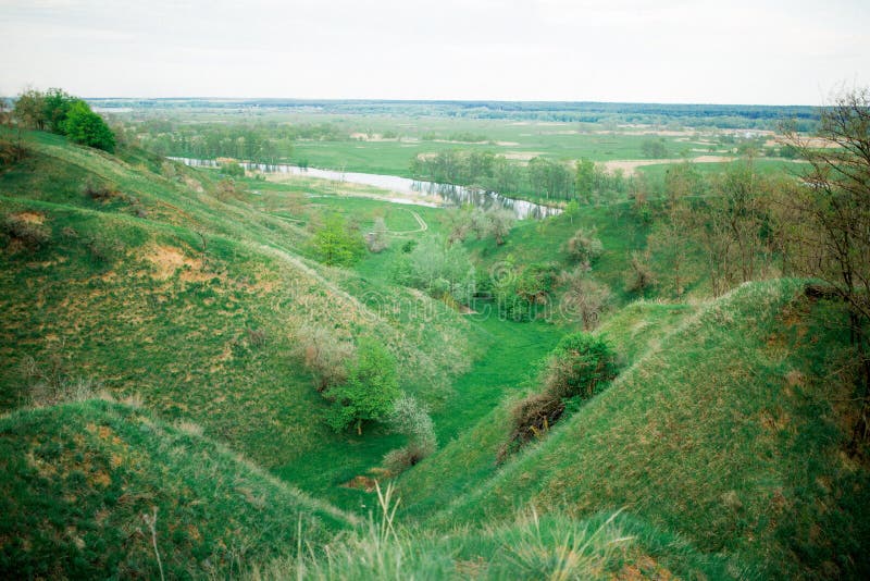 A Landscape of Green Hills in Spring Time Stock Image - Image of light ...