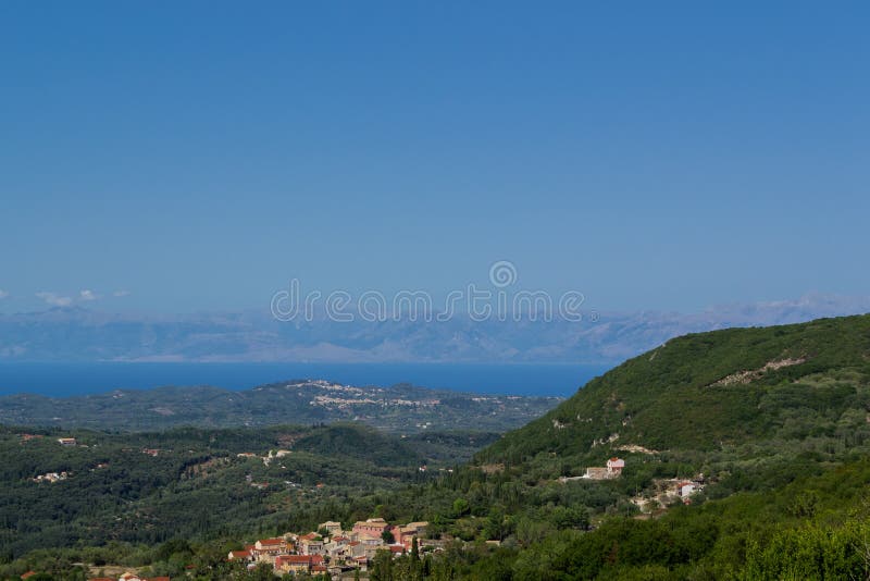 Landscape Green Mountains Corfu, Greece Stock Photo - Image of coast ...