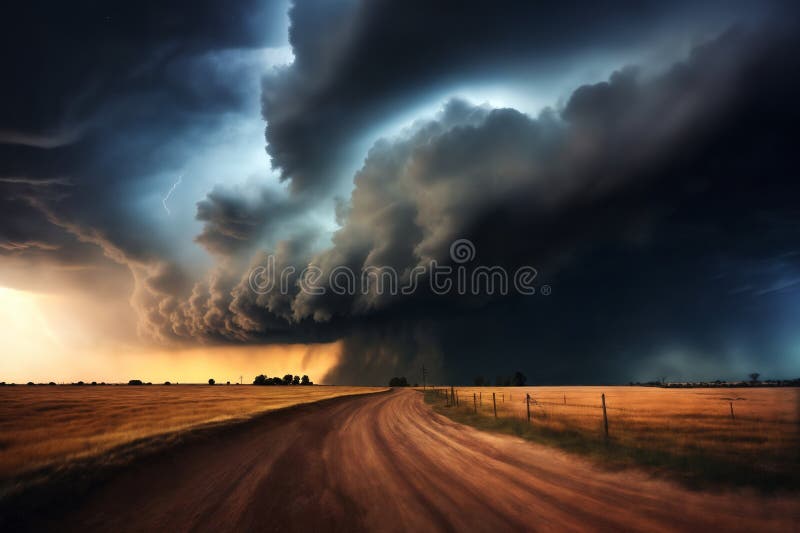 Landscape, Ground Road in Plain for Abstract Background, Dark Dramatic ...