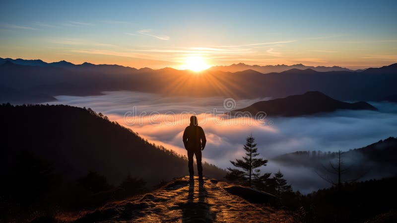 Landscape half sun stock illustration. Illustration of valleys - 375529862