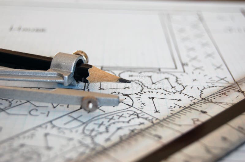 Landscape Hand Design Drawing Closeup Stock Photo - Image of engineer ...