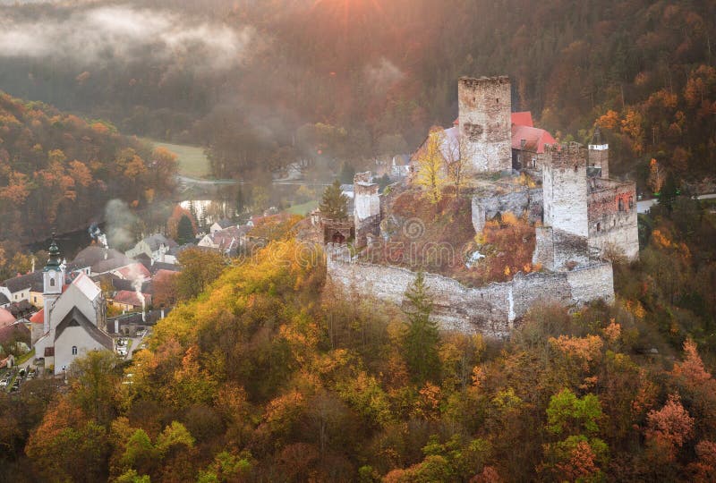 Landscape with Hardegg Castle in Lower Austria Stock Image - Image of ...