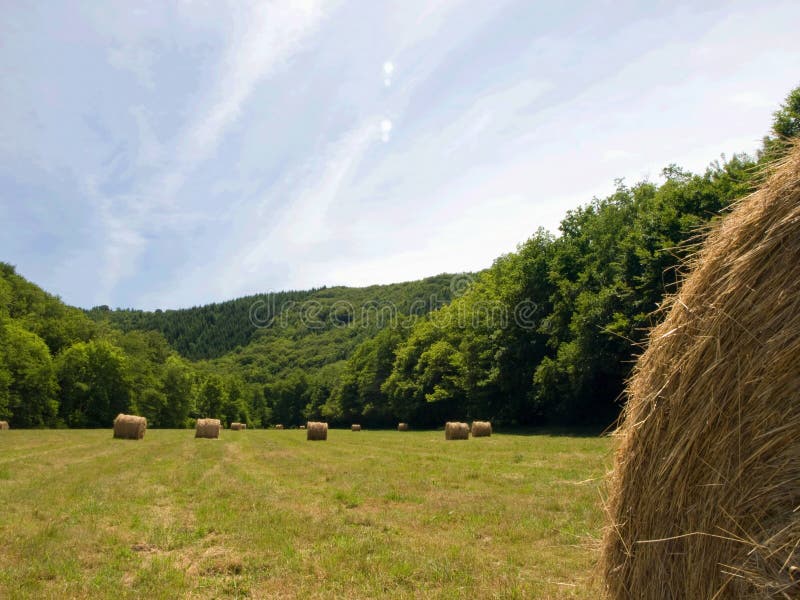 Landscape with hay stack stock image. Image of season - 16262711