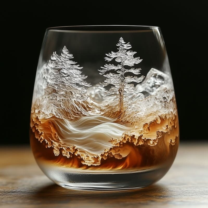 Landscape Hidden in Swirling Coffee Stock Illustration - Illustration ...