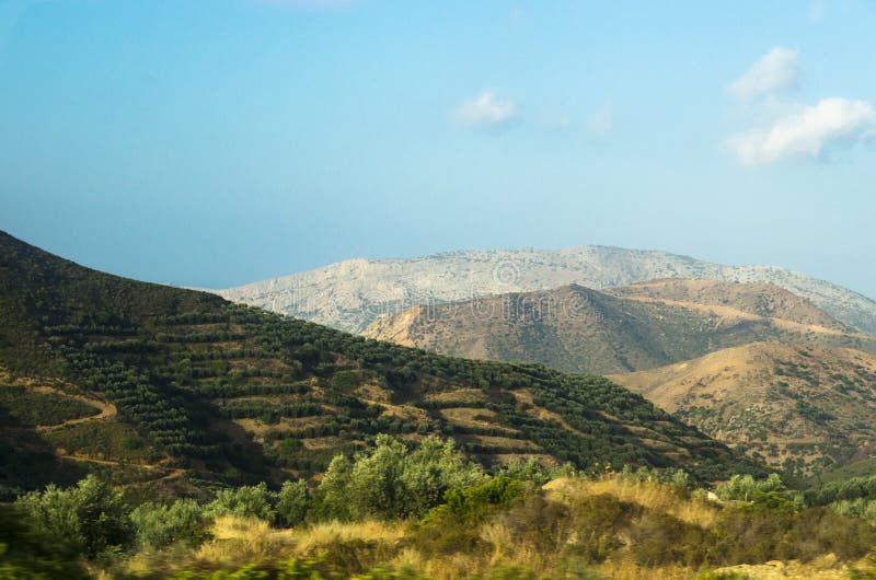 Landscape of High Hills in Crete Stock Photo - Image of rock ...