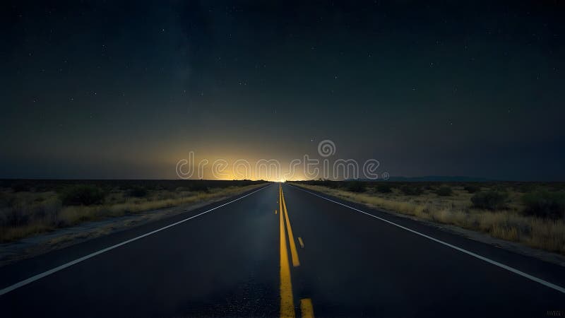 A Landscape of a Highway Road at Dark Night Stock Photo - Image of ...
