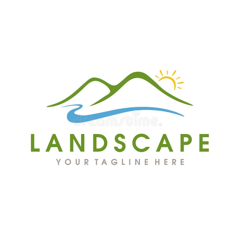 Landscape Hills and Farm Logo Design Stock Vector - Illustration of ...