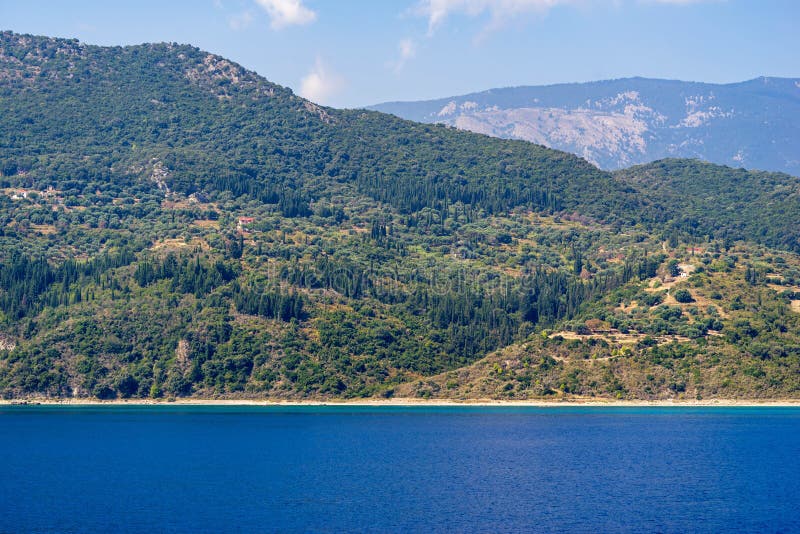 Landscape of the Hilly Sea Coast Stock Image - Image of thickets, trees ...