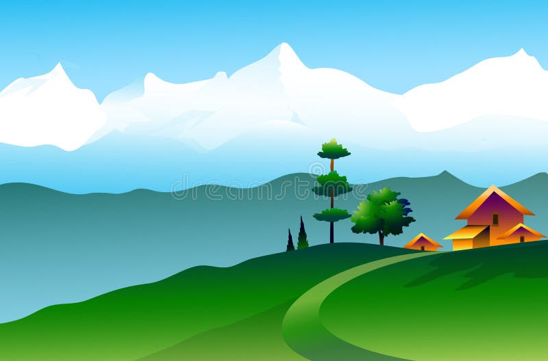 Landscape of Himalayas - Vector Illustration Stock Vector ...