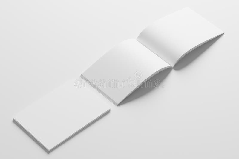 A4 Landscape Horizontal Magazine Brochure 3D Rendering White Blank ...