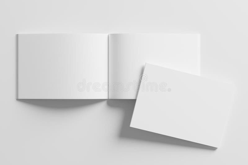 A4 Landscape Horizontal Magazine Brochure 3D Rendering White Blank ...