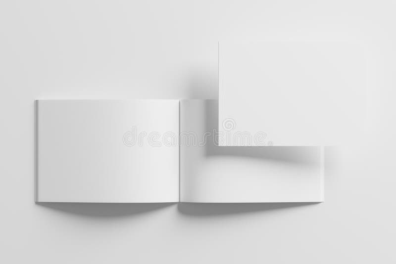 A4 Landscape Horizontal Magazine Brochure 3D Rendering White Blank ...