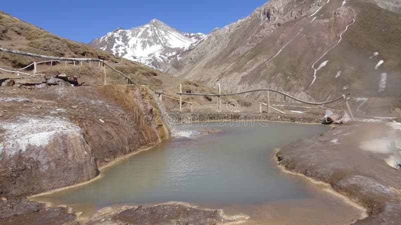 Landscape of Hot Spring in Chile Stock Photo - Image of snowflakes ...