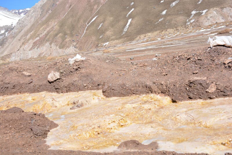 Landscape of Hot Spring in Chile Stock Image - Image of snow, blueskies ...