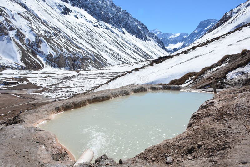 Landscape of Hot Spring in Chile Stock Photo - Image of snowfall ...
