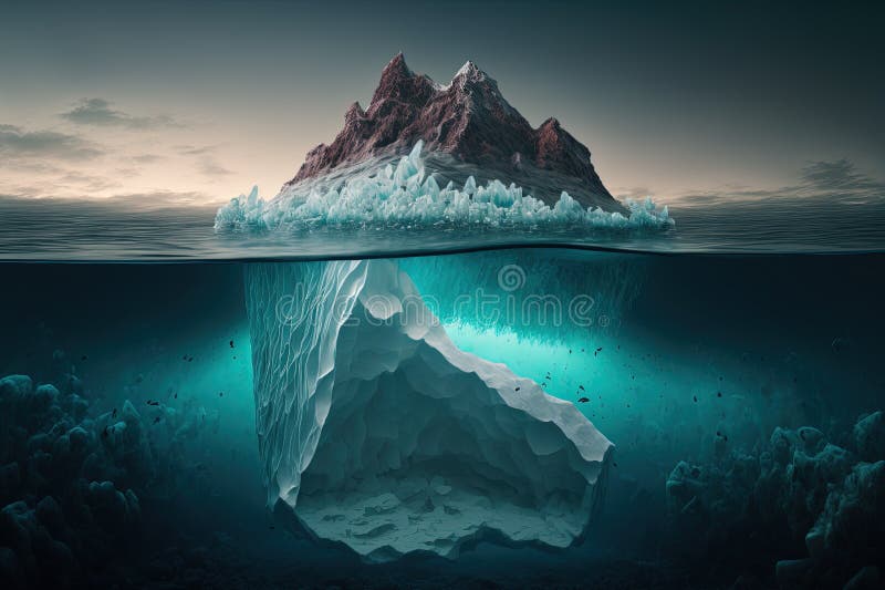 Landscape with Iceberg. Generative AI Stock Illustration - Illustration ...