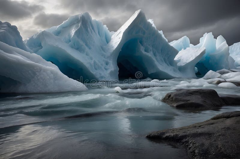 A Landscape of an Iceberg Melting Stock Photo - Image of bear, chang ...
