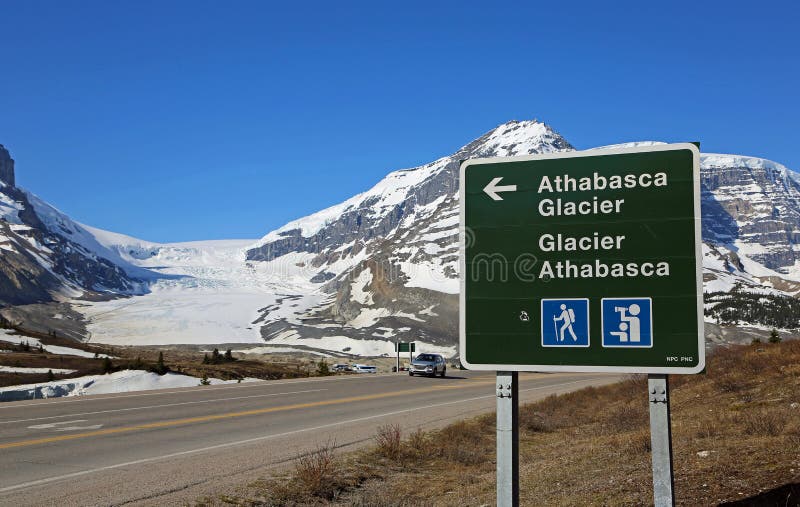 Athabasca glacier sign stock photo. Image of icefield - 144762140
