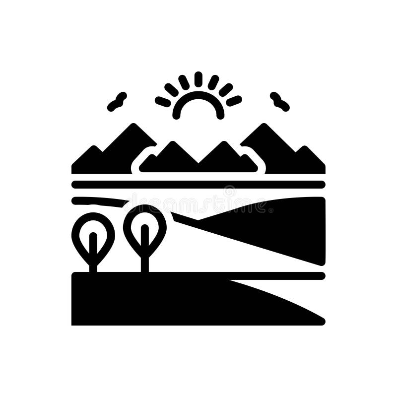 Black Solid Icon for Landscape, Scenery and Land Stock Vector ...