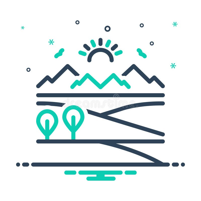 Mix Icon for Landscape, Scenery and Land Stock Illustration ...