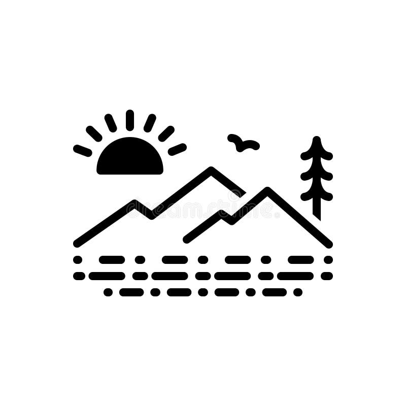 Black Solid Icon for Landscape, Scenery and Countryside Stock Vector ...