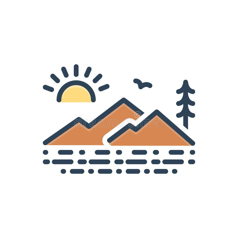 Color Illustration Icon for Landscape, Scenery and Countryside Stock ...