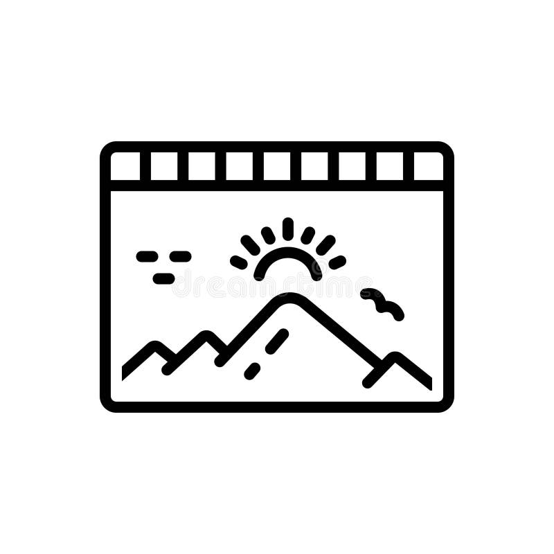 Black Line Icon for Landscape, Scenery and Picture Stock Illustration ...