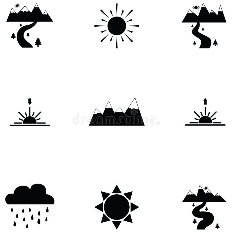 Landscape icon set stock vector. Illustration of graphic - 120566836