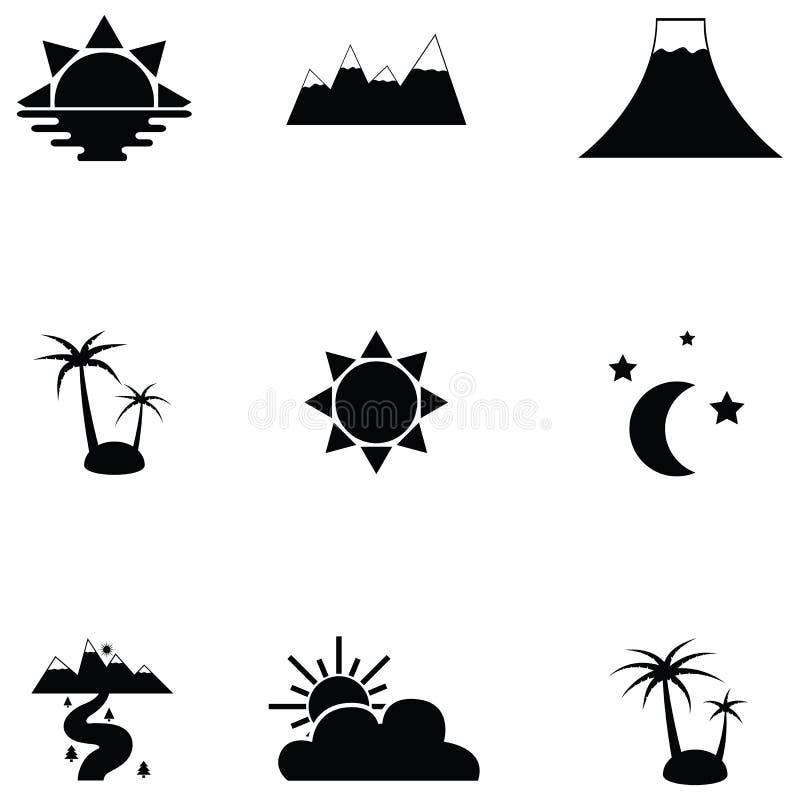 Landscape icon set stock vector. Illustration of icon - 122785014
