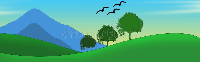 A Simple Landscape with Mountains Illustration Stock Illustration ...