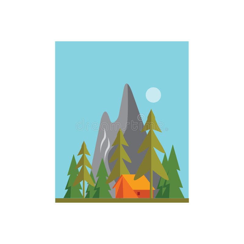 Landscape Illustration Camping Mountain and Tree Tent Background Design ...