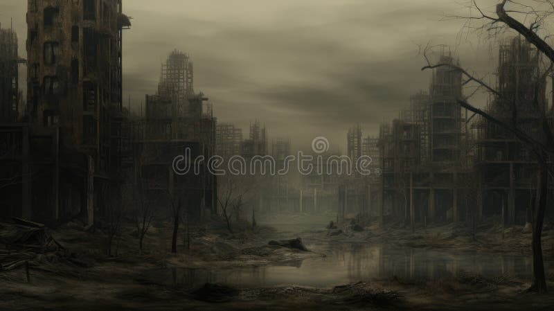 Dark days in a dystopia stock illustration. Illustration of dawn ...