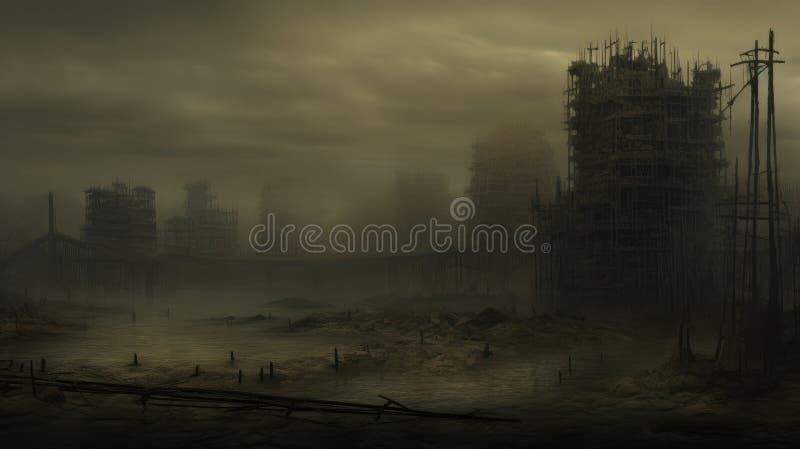 Dark days in a dystopia stock illustration. Illustration of apocalyptic ...